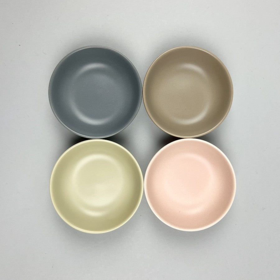 Matte Gray, Brown, Beige, and Pink, Sauce Dish, Monkey Dish, 3.5"