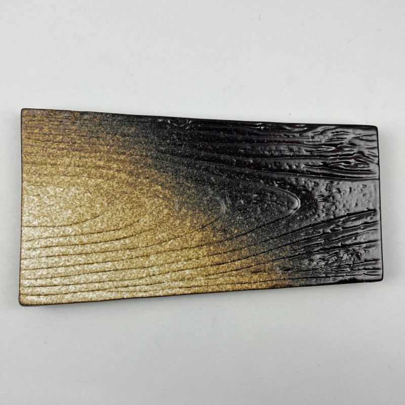 Japanese-style grain pattern long flat plate for sushi or platters