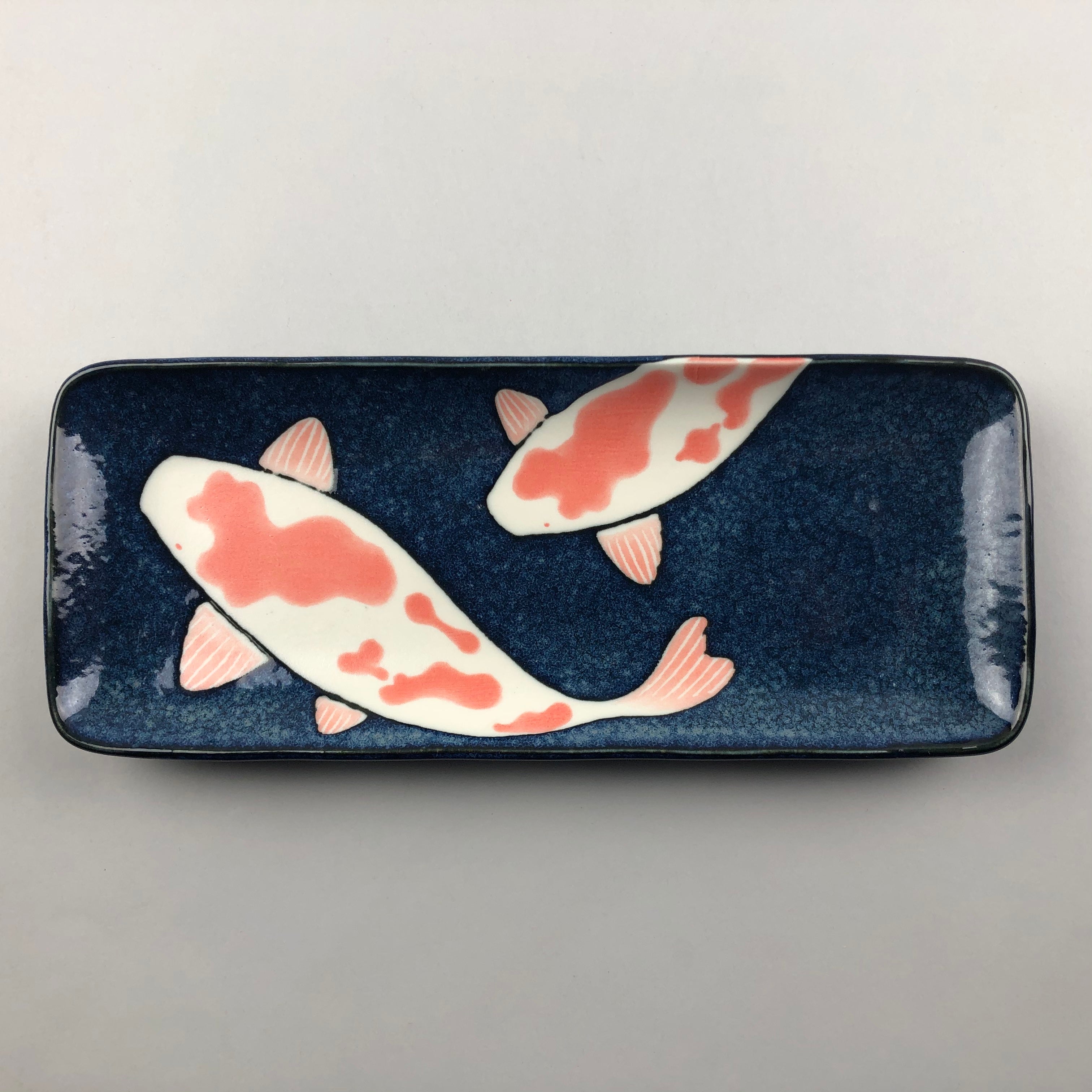 Japanese Koi Fish Rectangle Sushi Plate, 11.5" x 4 3/4"