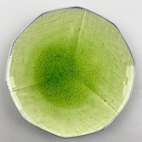 Tsuyatsuya Decagon Japanese Plate, Leafy Green 8" dia., Made in Japan